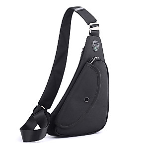 Sling Bag Slim Shoulder Bag Personal Pocket Bag Small Backpack Crossbody Chest Bags for Travel Hiking Casual Daypack (Black)