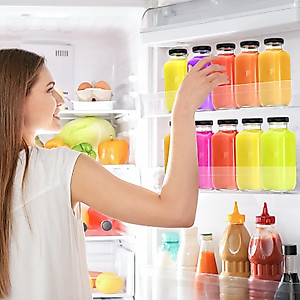 Ruckae 16oz 10pcs Glass Juice Bottles with Lids and Hole, Square Juicing Bottles Reusable Glass, Clear Glass Juicer Containers with Brush for Liquids, Juices, Smoothies, Salad Dressings, Picnics