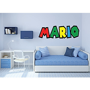 Custom Name Wall Decal - Personalized Name Wall Sticker - Mario Wall Sticker - Graffiti Name Wall Decal - Unisex Wall Art Decor - Wall Decal for Nursery Bedroom Decoration (Wide 15")
