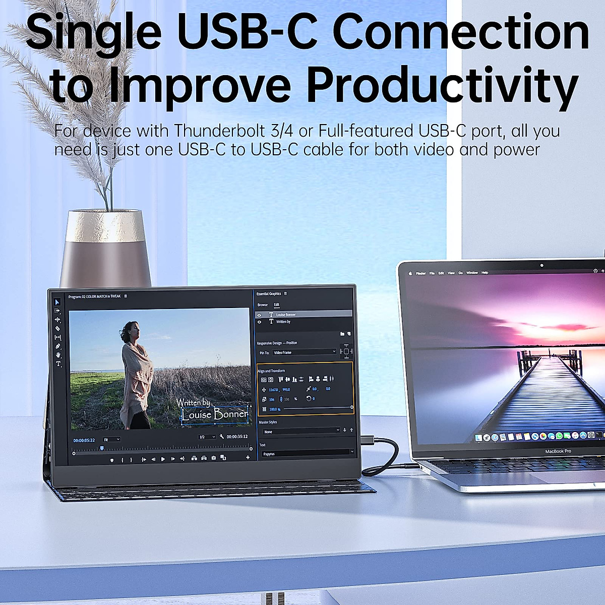 VisionOwl Portable Monitor Bundle (Monitor with Cover & Monitor with Kickstand) 15.6 Inch Travel Screen Computer Display for Laptop PC Mac Surface PS4/5 Xbox Switch, with Smart Cover, VESA Mountable