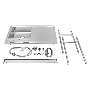 Commercial Stainless Steel Sink, 1 Compartment Kitchen Sinks, Utility Sink with Large Drain Bowl and Faucet, Standing Utility Sink for Garage, Restaurant, Kitchen 47.2"x23.6"x31.5"