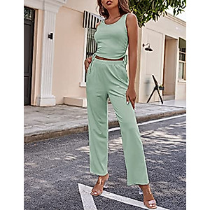 Ekouaer Women's 3 Piece Knit Lounge Set Sweatsuit Light Green