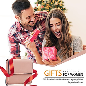 Travelambo RFID Blocking Small Mini Compact Wallet Coin Pouch Holder Trifold Credit Card Holder Pocket Purse for Women