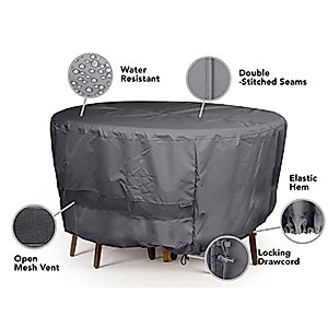 Covermates Round Accent Table Cover - Water-Resistant Polyester, Mesh Ventilation, Patio Table Covers-Charcoal