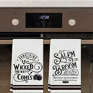 AnyDesign Halloween Kitchen Dish Towel 18 x 28 Inch Vintage Witches Dishcloth Ultra Absorbent Drying Cloth Tea Towel Hocus Pocus Hand Towel for Holiday Cooking Baking, 4 Packs