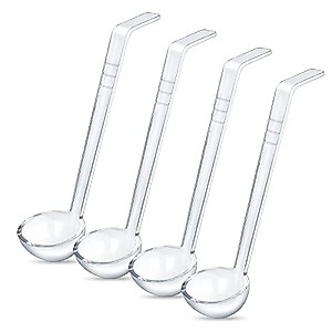 4 pieces 1 oz ladle clear small gravy ladle long handle Acrylic 7.9 Inch Perfect for Serving Dressings,punch bowl, Sauces and Toppings (1oz, small)