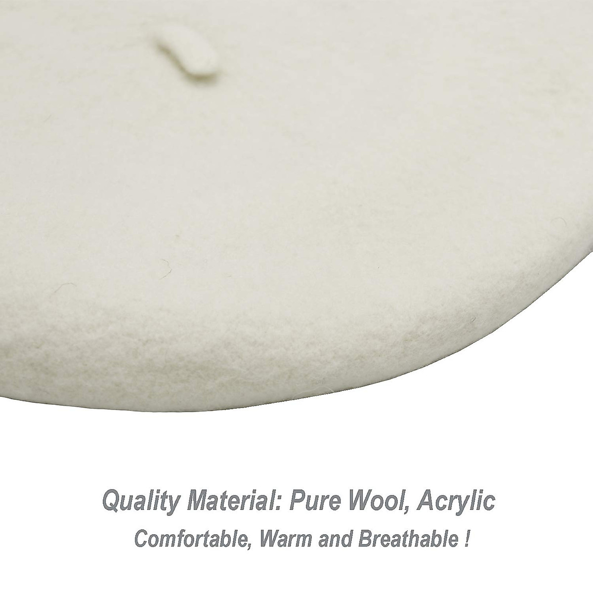Wheebo Wool Beret Hat,Solid Color French Style Winter Warm Cap for Women Girls Lady (White)