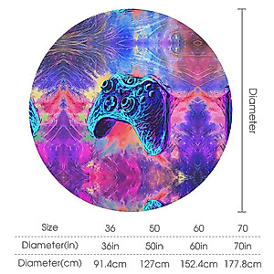 Colorful Retro Gamepad Waterproof Antiwrinkle Tablecloths Abstract Watercolor Video Game Gamer Tie Dye Design for Dining Table, Buffet Parties and Camping 70x70in