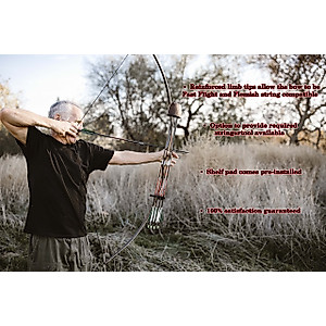 Southwest Archery Scorpion Traditional Hunting Long Bow – 68” Longbow – Right & Left Hand – Draw Weights in 25-60 lbs – USA Based Company – Perfect for Beginner to Intermediate – 1 Year Warranty