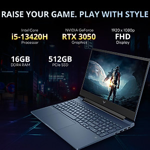 HP Victus 15.6'' FHD 144Hz Gaming Laptop, Intel Core i5-13420H, NVIDIA GeForce RTX 3050, 16GB RAM, 512GB SSD, Backlit Keyboard, Wi-Fi 6, HD Camera, Win 11 Pro, Blue, 128GB Hotface Extension Set