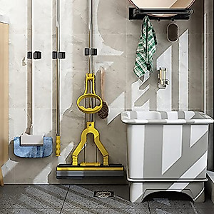 inheming 4pcs Mop and Broom Holder Clip, Broom Hangers Rack Wall Mount, Cleaning Tool Storage Organizer for Kitchen, Garden, Garage, Bathroom