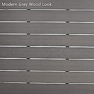 Dporticus Outdoor Patio 55" Rectangular Dining Table for 6 Metal Aluminum Frame with Grey Wood Look