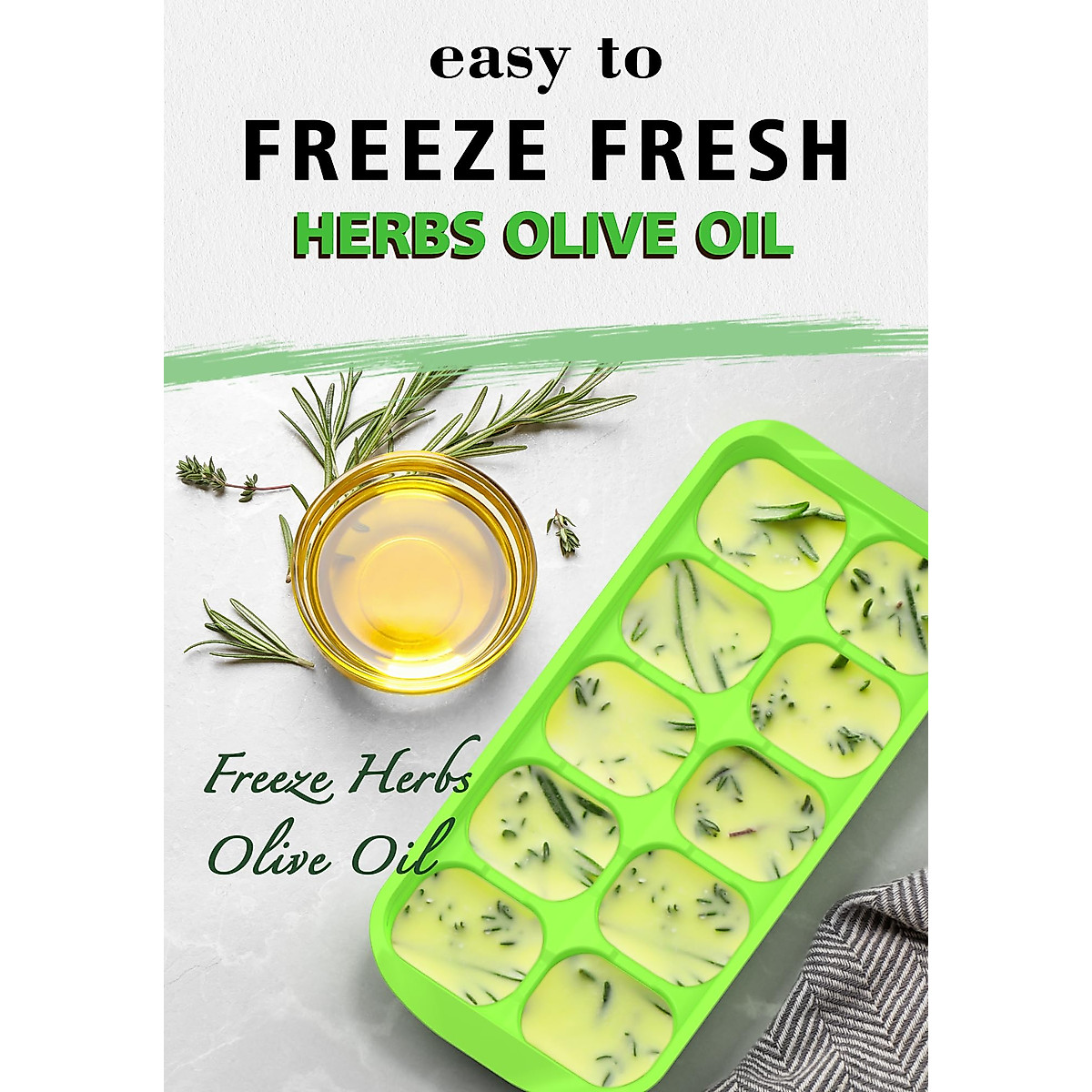 DOQAUS Ice Cube Tray with Lid and Bin, 4 Pack Ice Trays for Freezer, Easy Ice Pop Out Silicone Ice Cube Trays for Freezer with Cover, Stackable Storage Compact Ice Bucket Kits for Popsicles