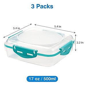Freshmage 3 PCS Sandwich Containers with lids - 100% Airtight & BPA-Free & Microwave and Dishwasher Safe Kitchen Storage Containers, Included 3 Different Color Sandwich Containers for Lunch Boxes
