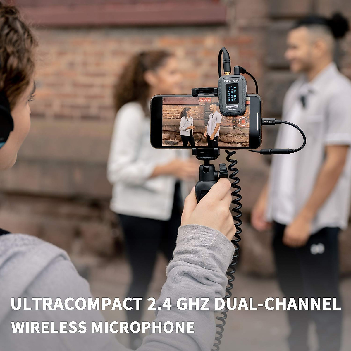 Wireless Handheld Microphone Holder, Saramonic Blink500 PRO HM Mic Stand for Blink500 PRO B1/B2/B3/B4/B5/B6 Transmitter Interview, Report Film, Stage, Speaker, Amplifier, Mixer, iPhone, Camera, Laptop