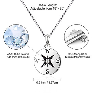 EPIRORA 2024 Graduation Gifts for Her, Sterling Silver Compass Necklace for Women, High School College Class of 2024 Graduation Inspirational Jewelry Gifts
