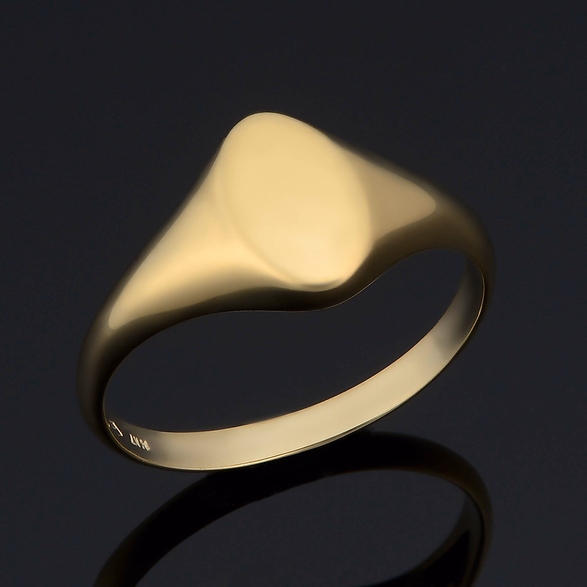 Kooljewelry 14k Yellow Gold 9.7 mm Marquise Signet Ring (size 5)