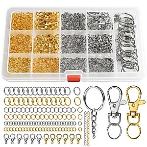 LEOBRO Jump Rings, 968pcs Jewelry Making Supplies, Jump Rings for Jewelry Making, Gold Silver Jump Rings for Charm, Lobster Claw Clasps for Necklace Bracelet Jewelry, Key Chain Rings for Keychain