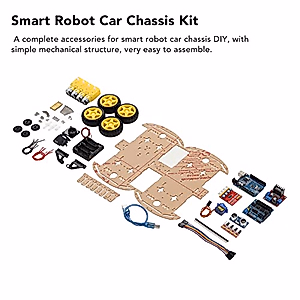 DAUERHAFT Robot Car Chassis, Simple Structure Sturdy Convenient Operation Professional Smart Robot Car Chassis Kit for Replacement