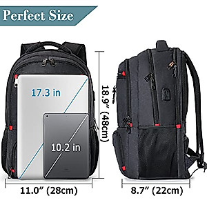 BIKROD Travel Backpack for Men, Extra Large School Backpacks for Teens, Durable Laptop Backpacks with USB Charging Port Fits 17.3 Inch, Outdoor Hiking Water Resistant Anti Theft College Bag Gift