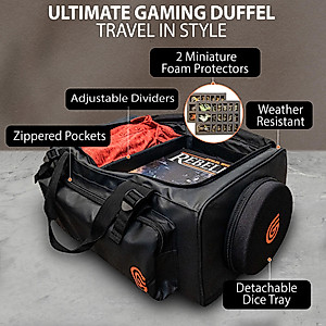 Ultimate Gaming Duffel Bag w/Shoulder Strap - Perfect for Board Games and RPG Players - Removable Dice Tray | Miniature Foam Inserts | Tons of Storage & Pockets | Battle Mat Storage