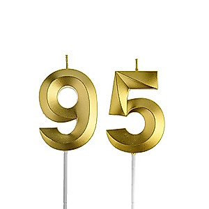 Gold 95th & 59th Birthday Candles,Gold Number 95 59 Cake Topper for Birthday Decorations Party Decoration