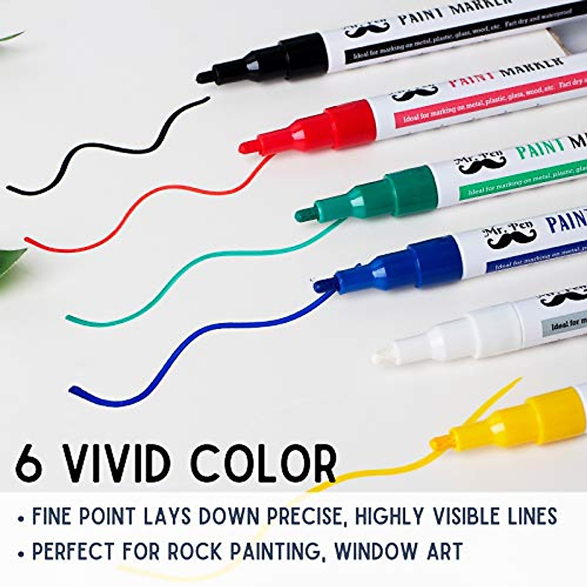 Mr. Pen Paint Markers - 6 Pack of Fine Point Markers