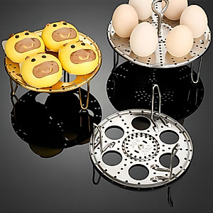 Egg Steam Rack Multipurpose Trivet for Instant Pot Accessories Fit 6,8 Qt Pressure Cooker, Stainless Steel Egg Cooker for Hard Boiled Eggs, Cook 14 Eggs, 2 Pack Stackable Steamer For Cooking Rack