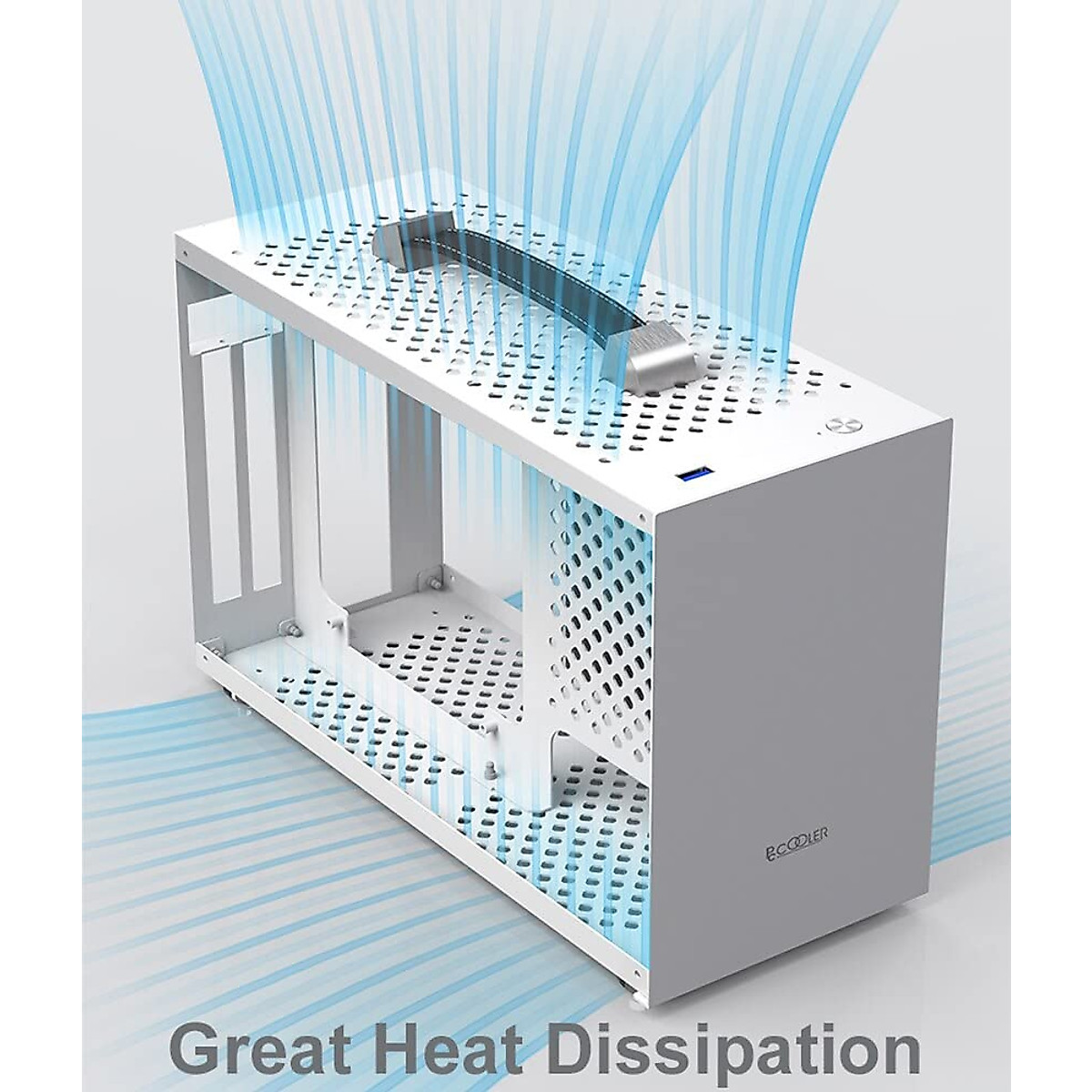 EDIY ITX Mini A4 Computer Case 7.5L Aluminum Mini-ITX Motherboard Small PC Case Test Bench Support SFX Power Supply 300mm Vedio Card Transparent Acrylic Side Panel