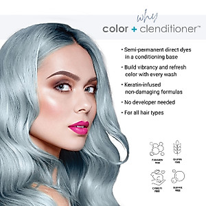 Keracolor Clenditioner SILVER BLUE Hair Dye - Semi Permanent Hair Color Depositing Conditioner, Cruelty-free, 12 Fl. Oz.