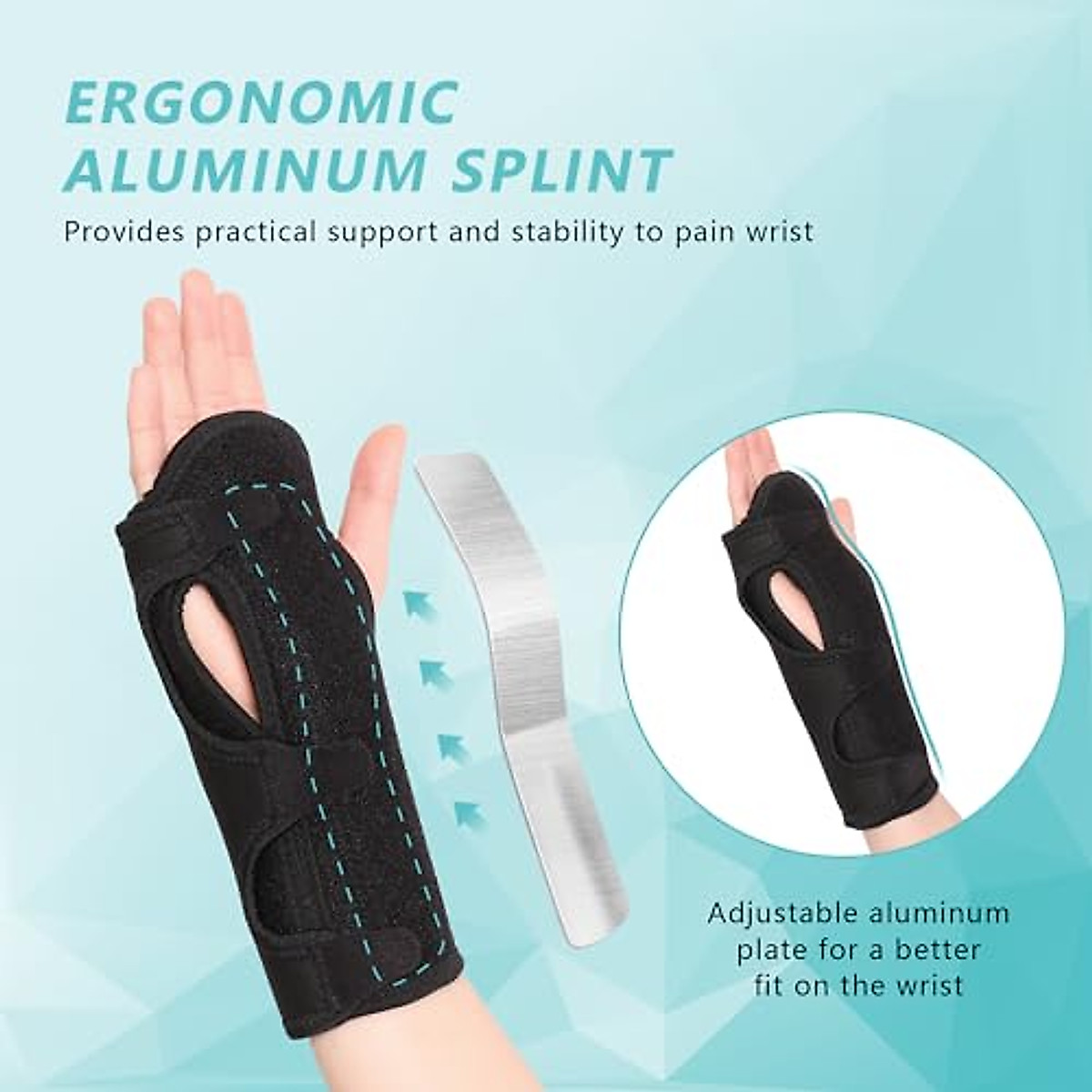fibee 2 Pack Night Wrist Sleep Support Brace,Carpal Tunnel Wrist Brace Night Support,Adjustable Compression Wrist Splint for Tendonitis Arthritis Pain Relief Hand Support with Cushioned Beads Padded
