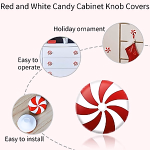 2024 New Halloween Christmas Acrylic Silicone Red and White Candy Cabinet Knob Covers Pack of 20 for Various Kitchen Cabinet Knob Covers Living Room Bedroom Cabinet Knob Covers (20 PCS)
