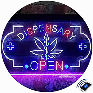 Dispensary Store Open Tri-color Led Neon Sign White & Blue & Orange 17.7 x 13.6 Inches st9s43-i3374-wbo