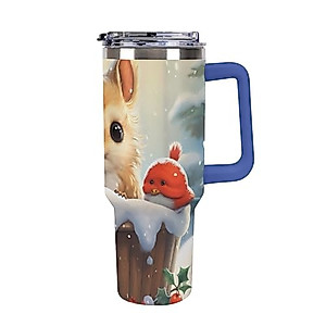 Squirrel 40 Oz Car Cup Stainless Steel Travel Mug Leak-Proof Insulated Tumbler with Handle Deep Blue-style