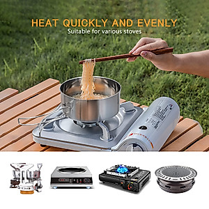 Lixada Camping Cookware Set, 4PCS Portable Stainless Steel Camp Cook Set, Lightweight Stackable Camping Pots and Pans Plate Set Camping Gear for Outdoor Backpacking Camping Hiking Picnic