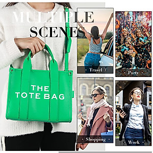 JQAliMOVV Tote Bag for Women, Trendy Leather Tote Bag Small Personalized Top Handle Crossbody Handbags for Work Travel (Green)