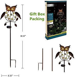 TAKE ME Owl Garden Solar Lights Outdoor, Solar Powered Stake Lights Great Gifts - Metal OWL LED Decorative Garden Lights for Walkway,Pathway,Yard,Lawn (Bronze)