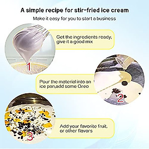 Kolice Commercial ETL NSF UL certificated 21"x21"(52x52cm ) single square ice pan fried ice cream machine, frozen yogurt roll ice cream machine, fry ice cream roll machine-auto defrost, smart AI temperature control