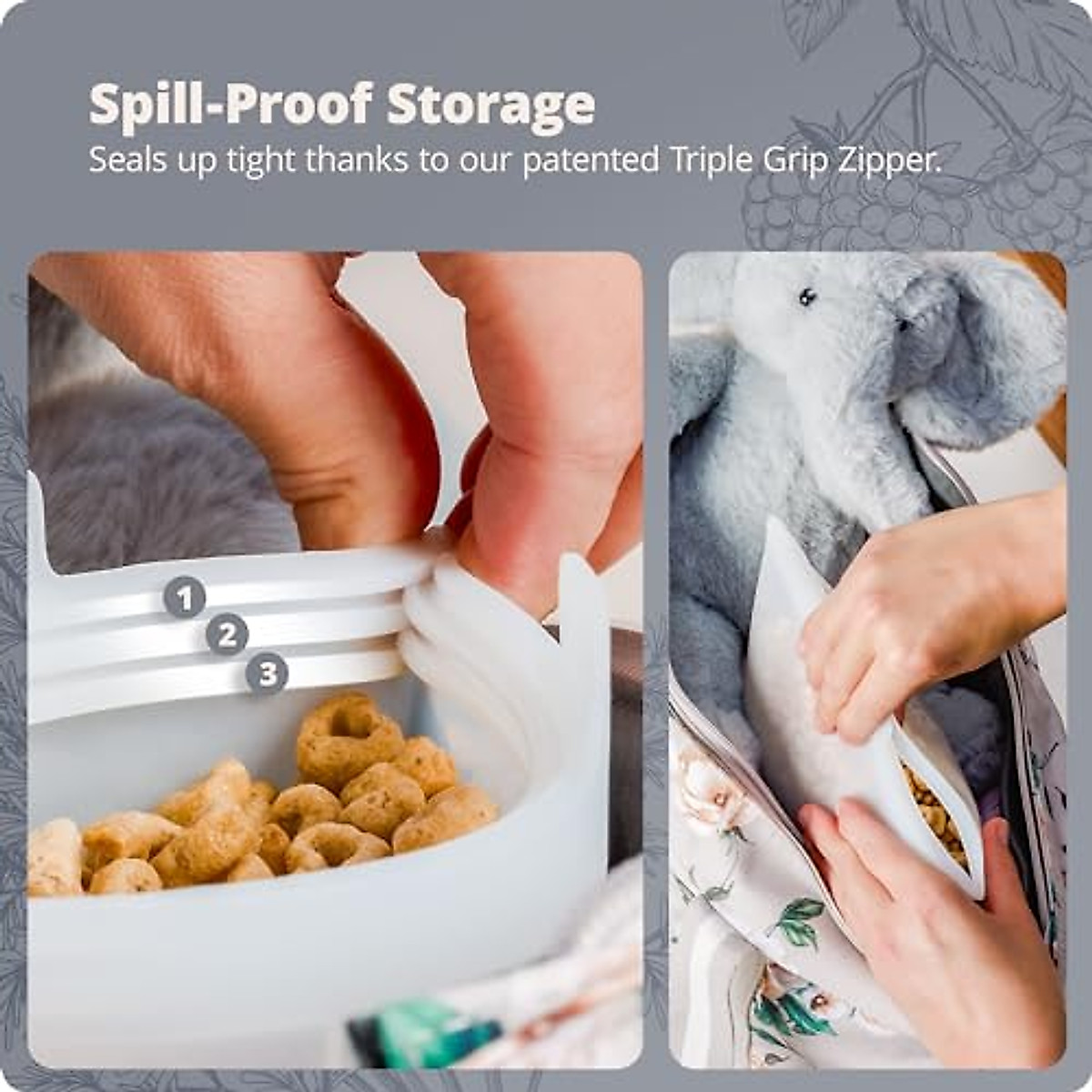 Greater Goods Reusable Silicone Food Storage Bags, Stand Up Zip, Multi-Use Storage containers, BPA- Free, Dishwasher, Microwave, and Oven Safe, Clear, Dish Set (24 Oz, 32 Oz, 64 Oz)