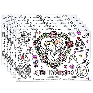 Gift Boutique 50 Disposable Wedding Activity Place Mats for Kids Coloring Paper 11" x 17"Game Table Mat Sheets
