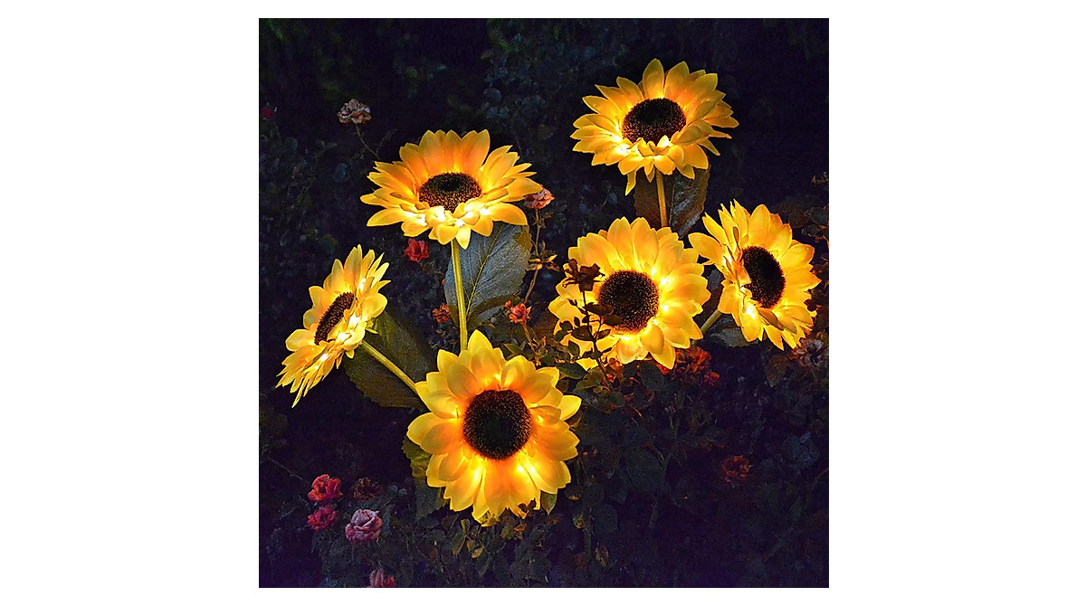 Venforze 2 Pack Sunflower Shape Solar 3 LED Lights, Upgraded 31 LEDs ...