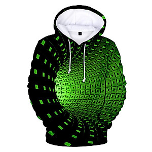 Stoota Men's 3D Print Pullover Hoodie, Vortex dizziness Regular Fit Soft Long Sleeve Drawstring Unisex Sweatshirt Black