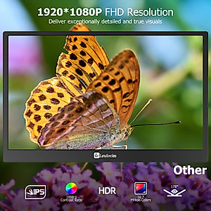 Portable Monitor, LasAnclas 15.6” 1080P FHD USB C Portable Laptop Monitor, Mini DP/Mini HDMI Extender Monitor for Laptop MAC PC Tablet Phone Xbox PS4 Included Protective Cover