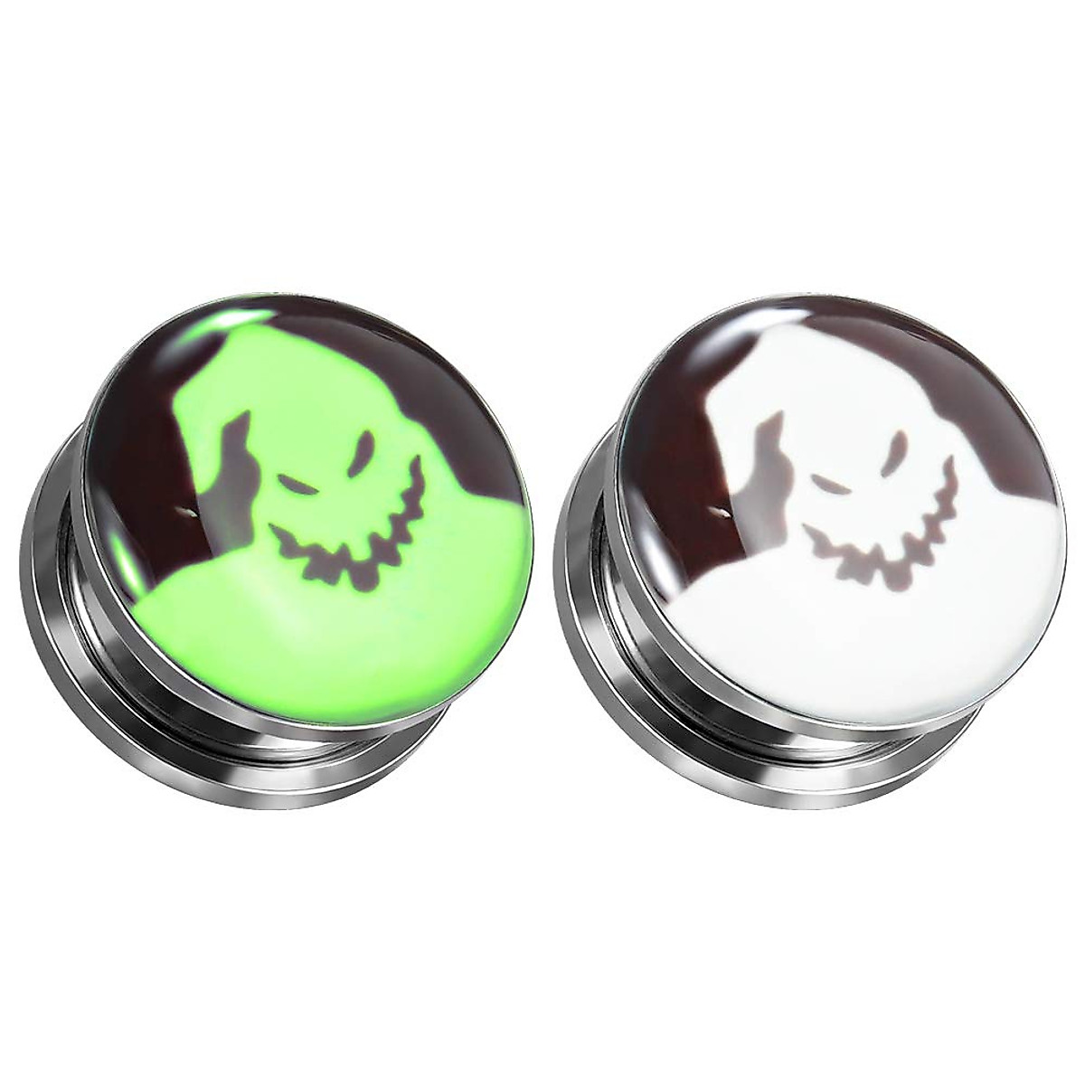 TBOSEN 8 Pcs Stainless Steel Fluoresscence Epoxy Screw Fit Ear Gauges Ear Plug Flesh Piercing Jewelry 2g - 1-3/16 inch