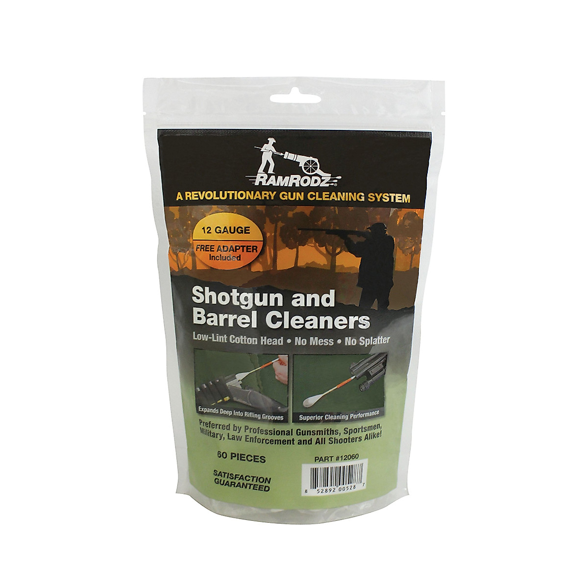RamRodz 12 Gauge Shotgun and Barrel Cleaners 60Pcs Bag W/Adapter, One Size (12060)