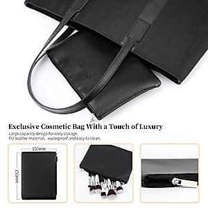 DUcare Makeup Brushes with Bag,15Pcs Makeup Brush Set Christmas Gift Travel Kabuki Foundation Blending Blush Eyeliner Shadow Brow Concealer Brushes Kit Black