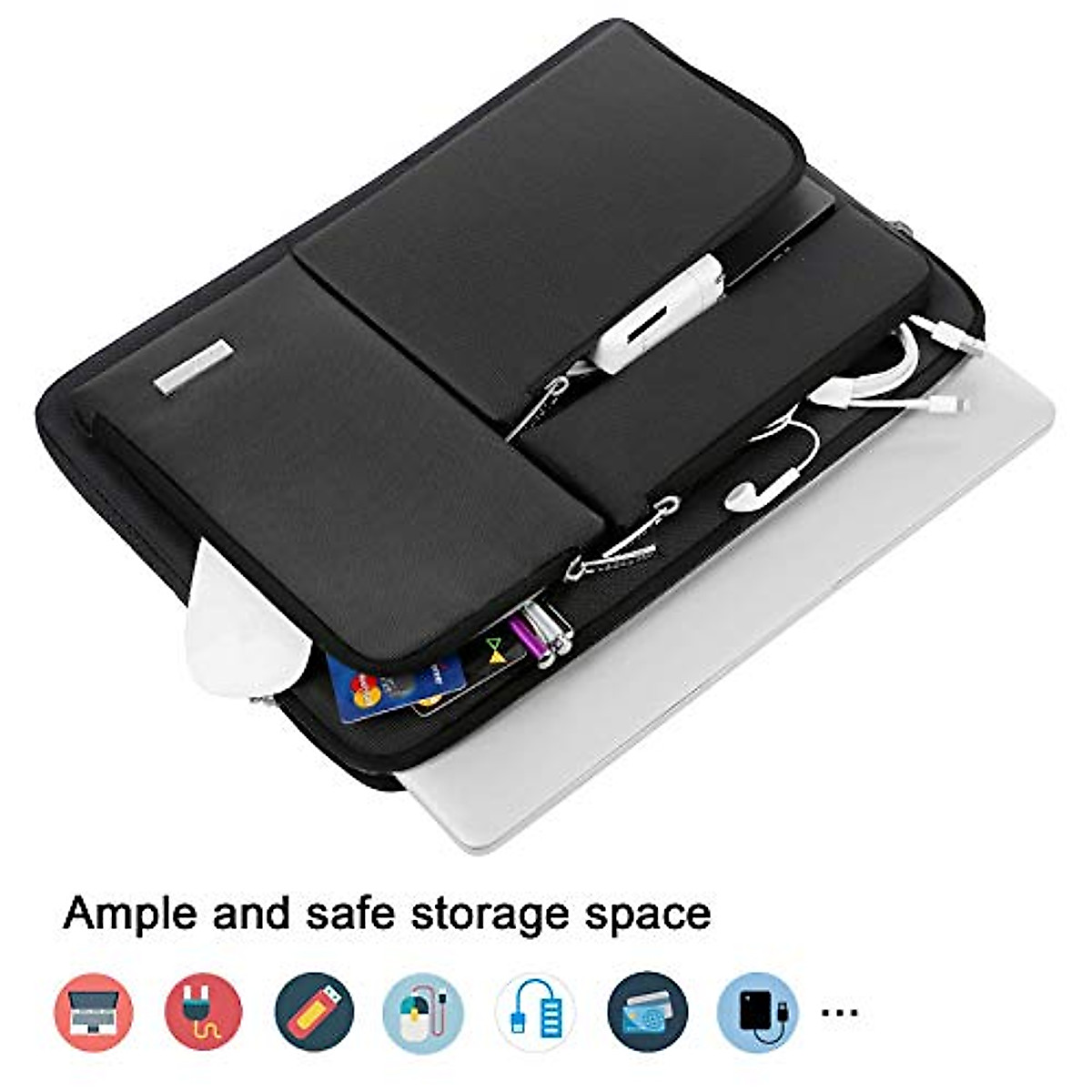 Lacdo 360° Protective Laptop Sleeve Case for 15.6 Inch Acer Aspire 5, E 15, Predator Helios 300, Flagship/ASUS VivoBook 15 / Dell Inspiron 15 / Lenovo Ideapad 330 / Pavilion 15, Computer Bag, Black