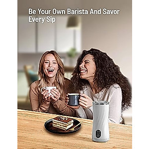 Milk Frother Electric, Symdral 4-in-1 Milk Frother and Steamer, Coffee Frother, Warm and Cold Milk Foamer, Milk Heater, with Auto Shut-Off, Silent Operation, for Latte, Cappuccino, Macchiato (White)