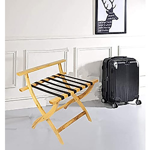 MYOYAY Luggage Rack Wooden, Folding Suitcase Luggage Stand Curvy Legs with Nylon Straps Luggage Stand for Bedroom Hotel Guest Room 29.92" x 20.87" x 26.38"