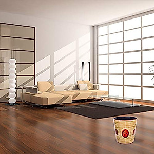 Scakbyer 10L/2.64 Gallon Trash Can, Decorative Waste Basket, PU Leather Waste Paper Basket, Waterproof Garbage Can for Bathroom, Bedroom, Office, Kitchen and Living Room - Basketball